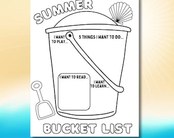 Summer Printable Bucket List & Activity Page Kindergarten Elementary ...