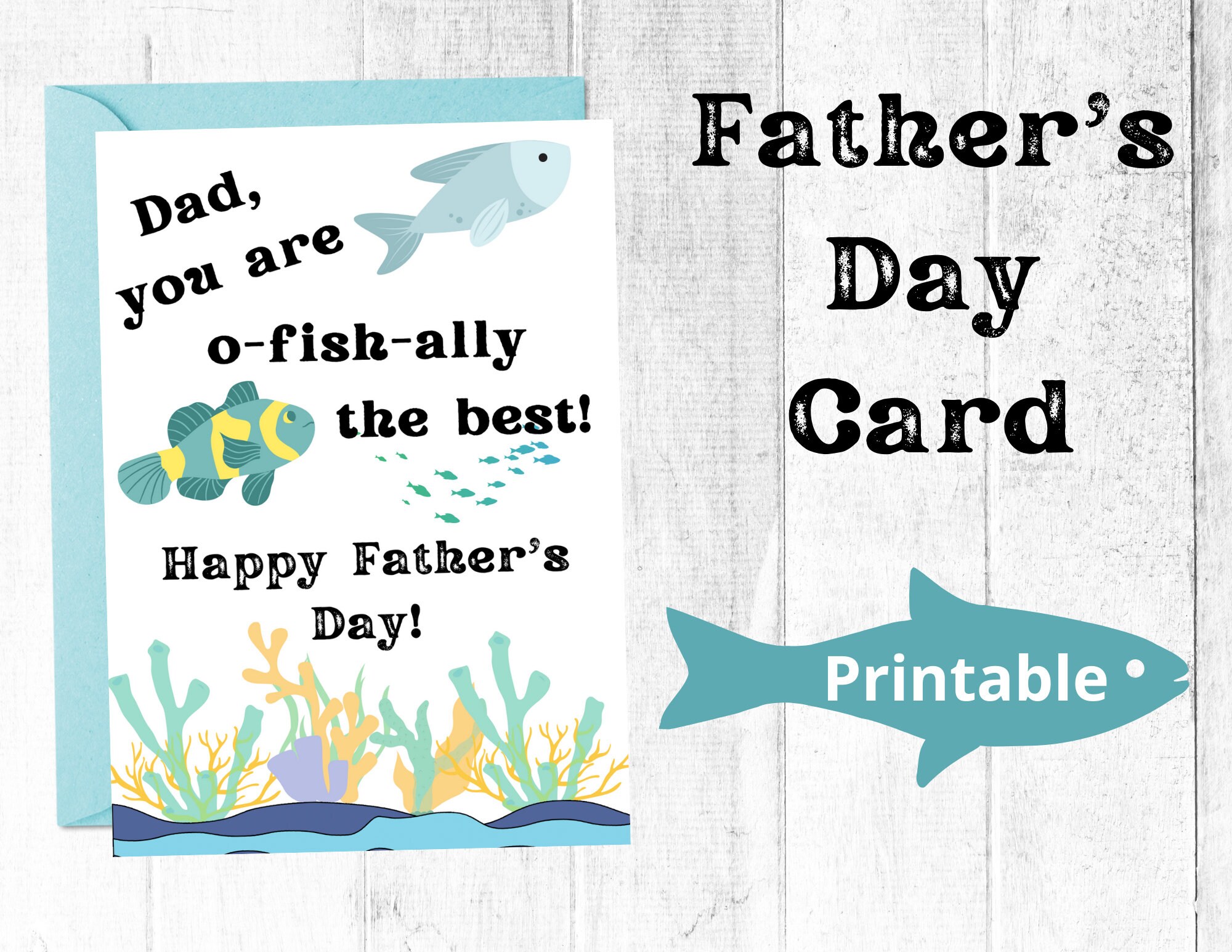 PRINTABLE Fish Father's Day Card, Punny, Fish Lover, Fishing - Etsy
