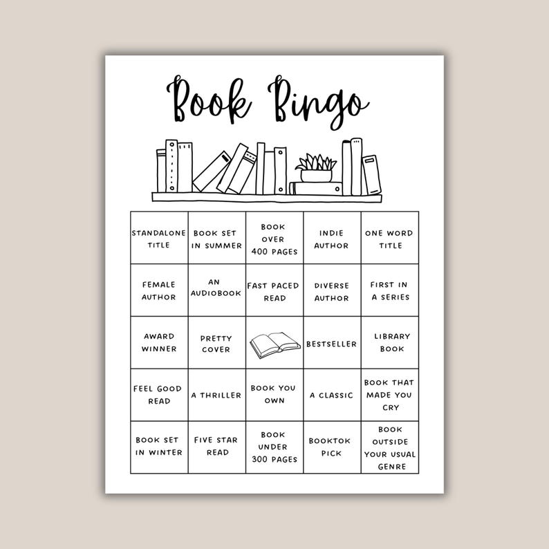 Book Bingo Reading Challenge Printable | 24 Reading Prompts | Fun ...