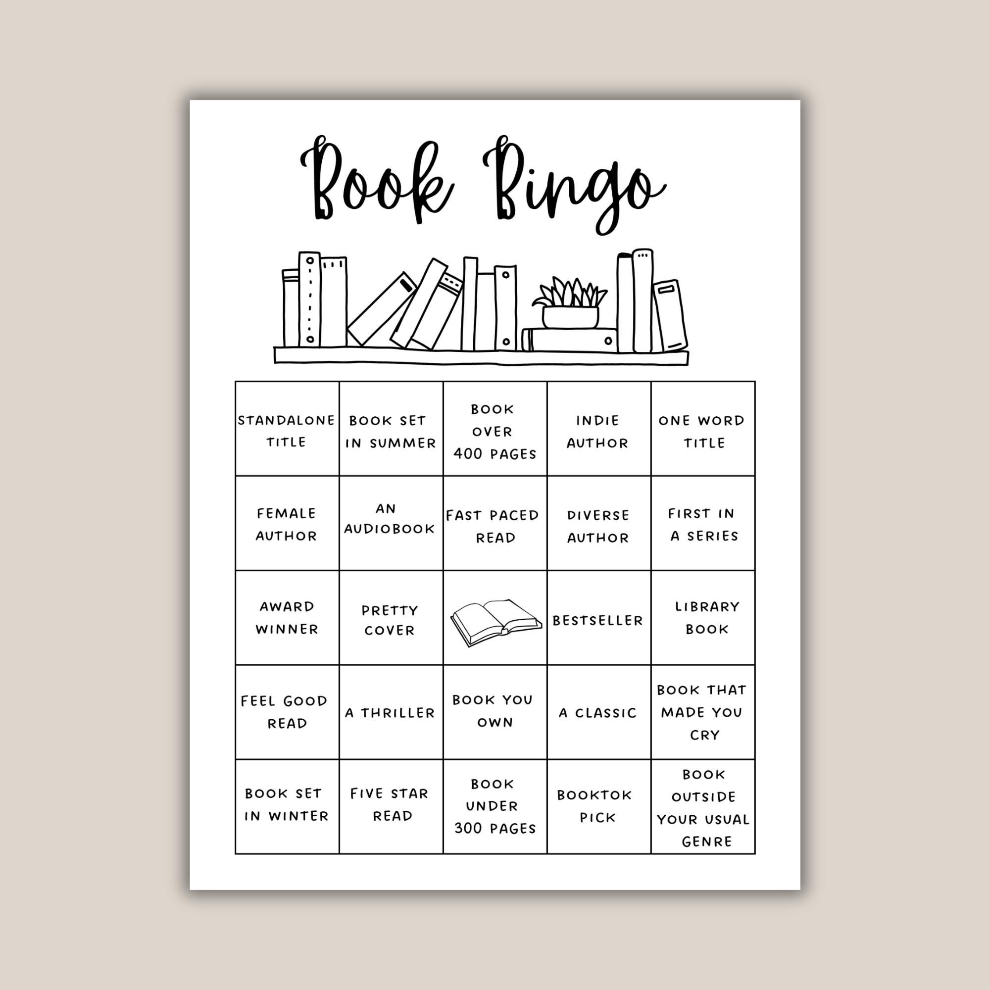 Book Bingo Reading Challenge Printable | 24 Reading Prompts | Fun ...