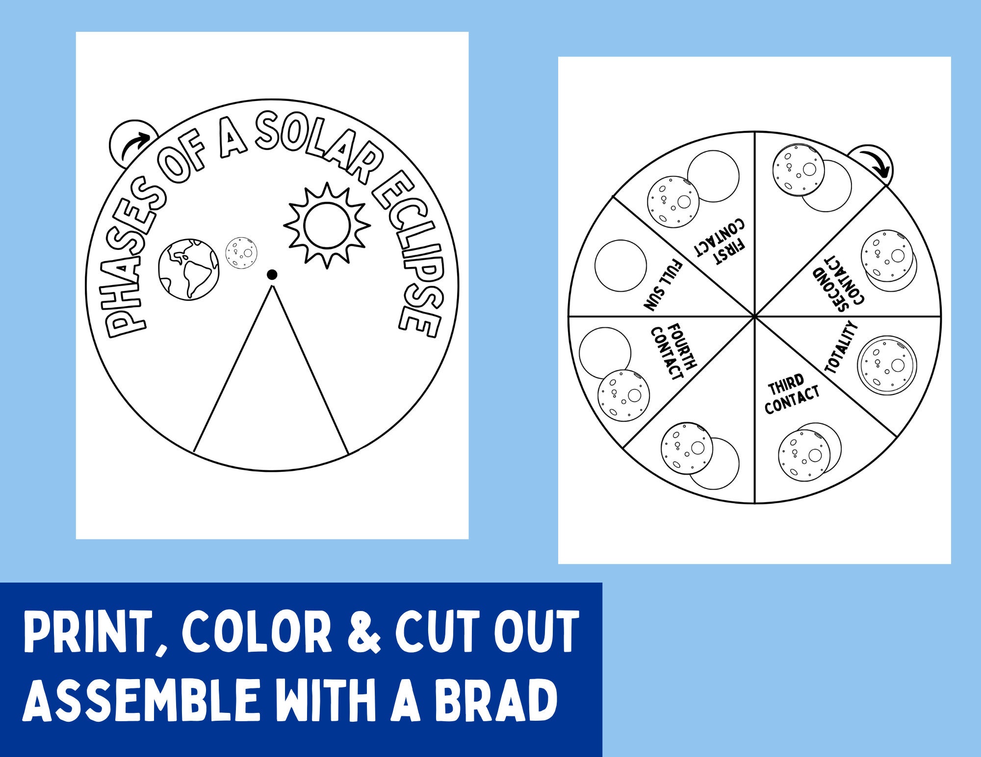 Solar Eclipse 2024 Activity, Solar Eclipse Coloring Spinner Wheel ...