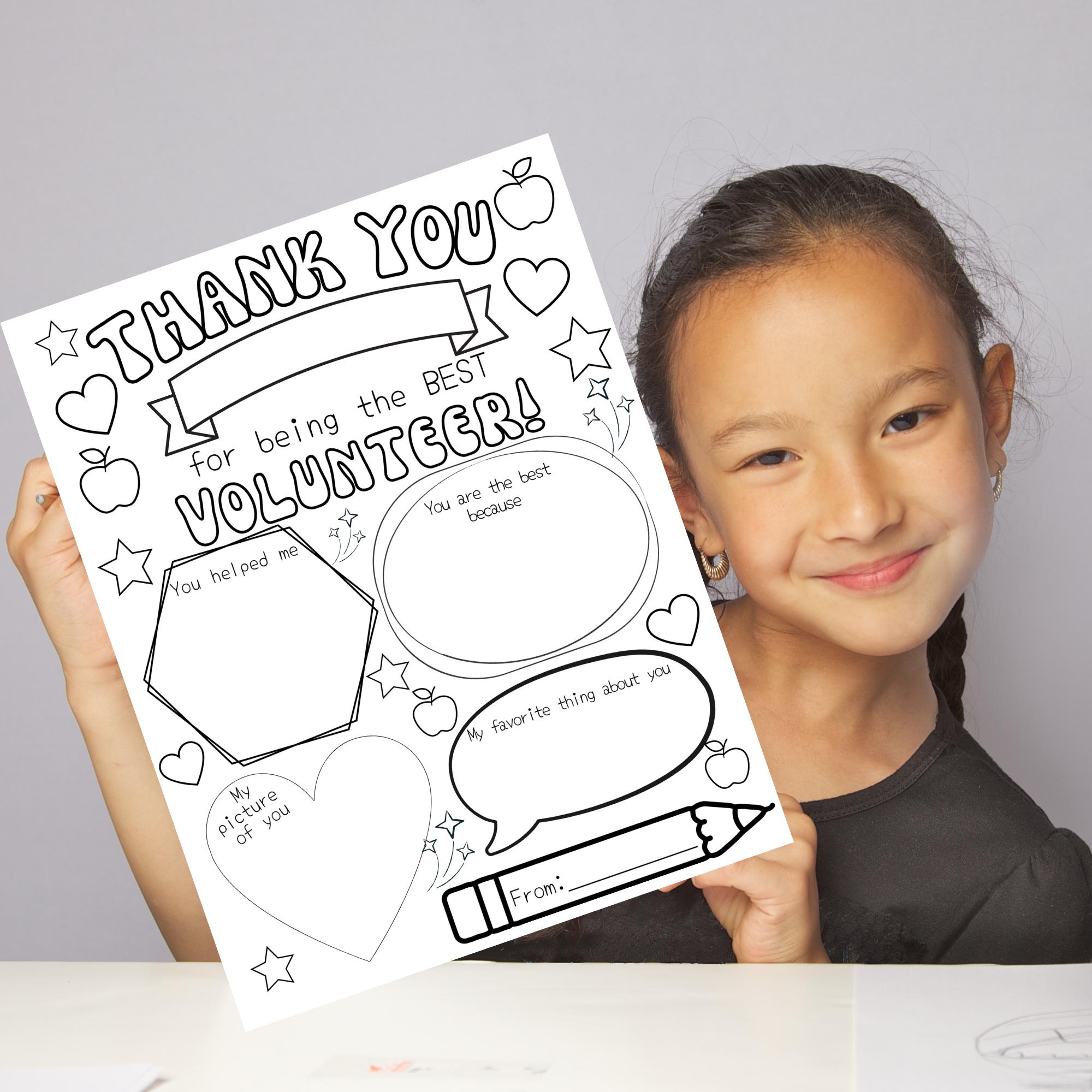 School Volunteer Appreciation Coloring Page • Printable Thank You Gift ...
