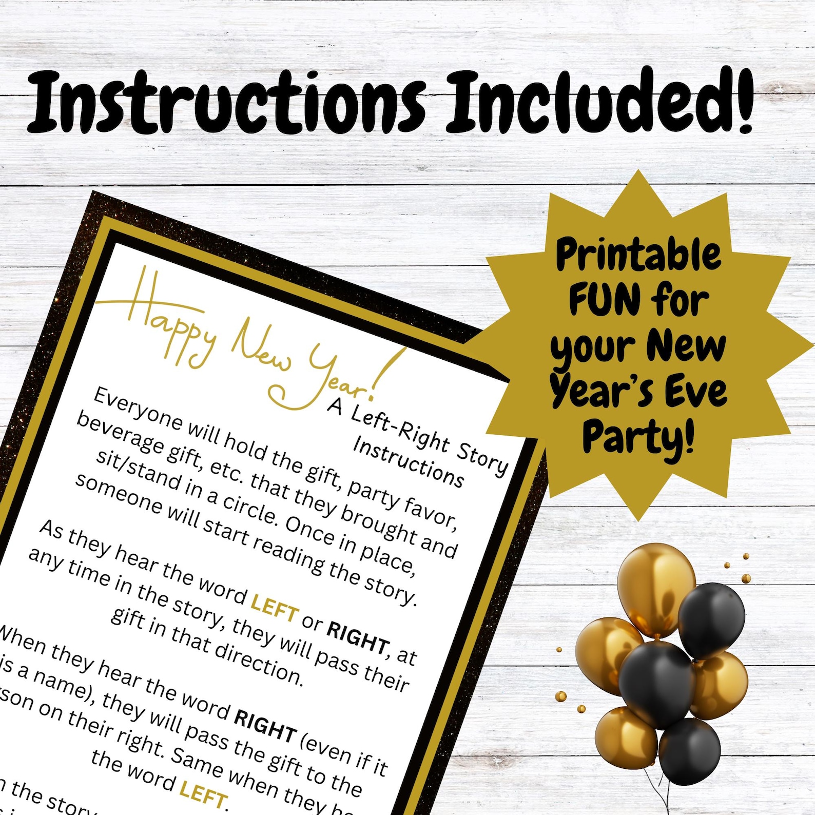New Year's Left Right Game | Printable New Year's Eve Left Right Story ...