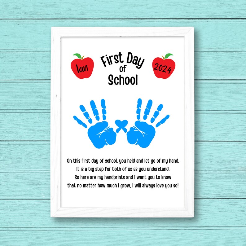 Handprint First Day of School Poem, Back to School Handprint Art ...