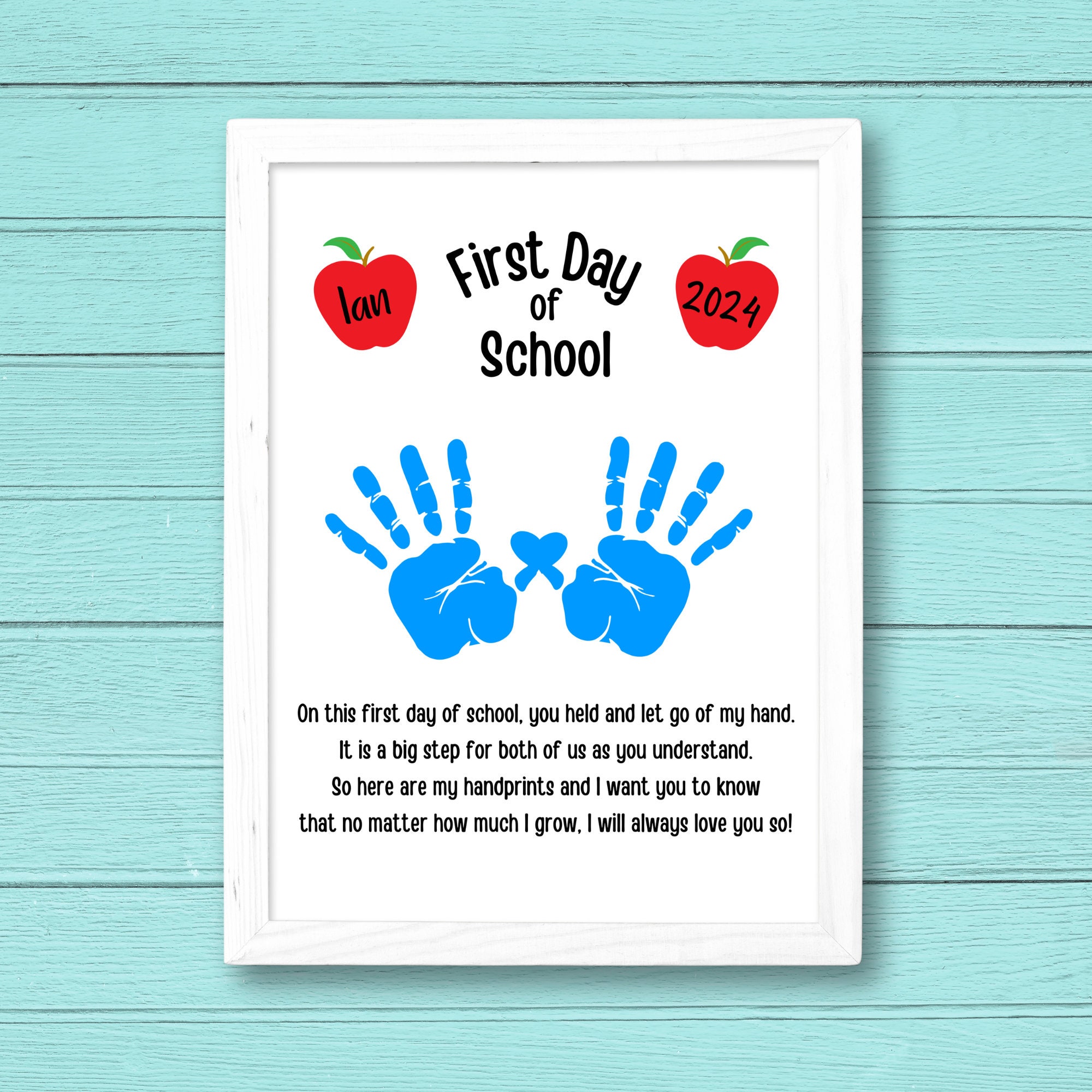 Handprint First Day of School Poem, Back to School Handprint Art ...