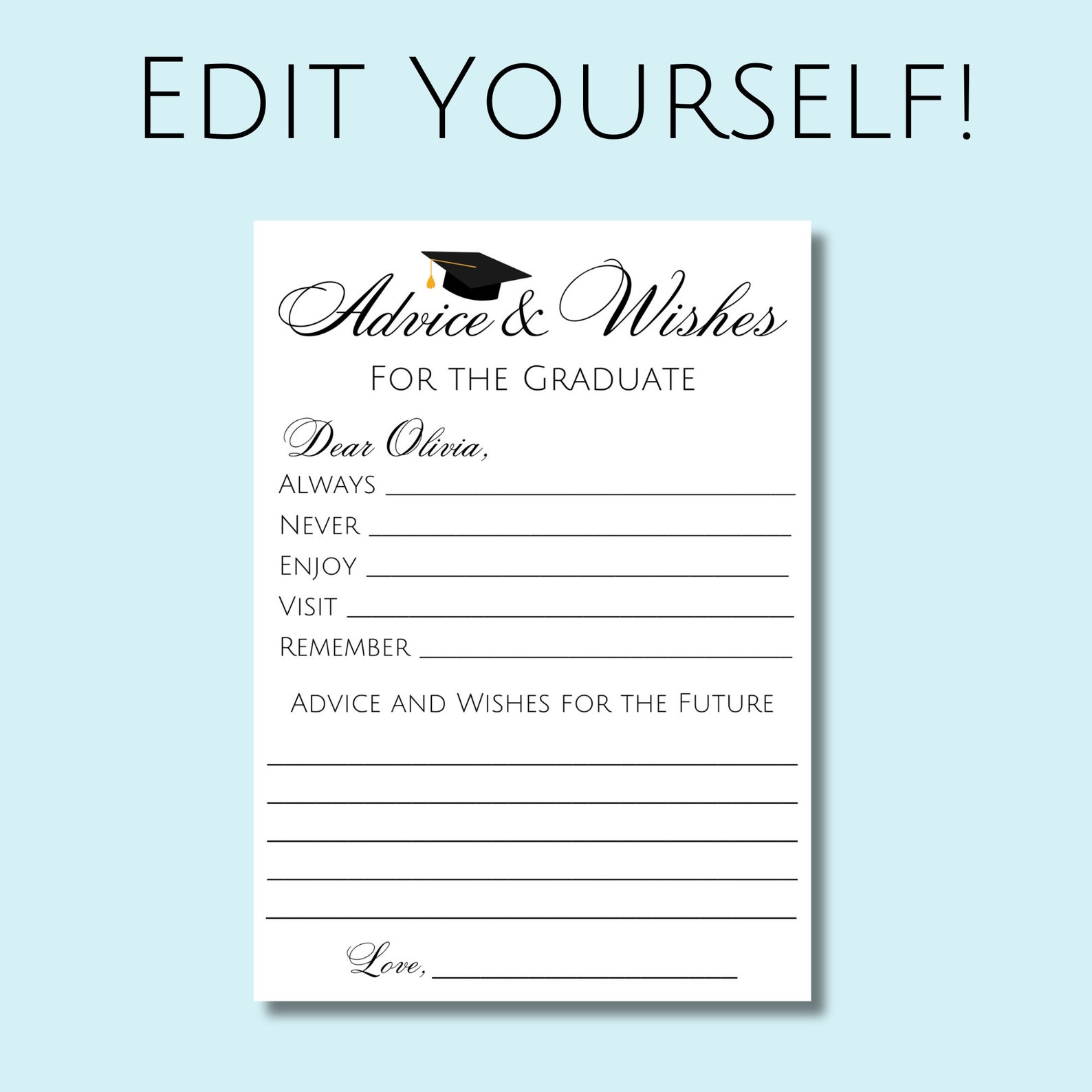 Graduation Advice & Wishes, Printable Graduation Advice Cards, Custom ...