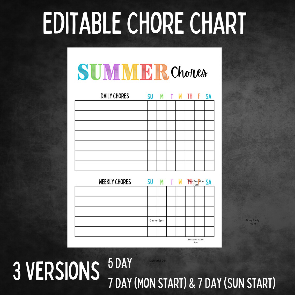 Printable Editable SUMMER 2024 Planner Bundle | Summer Calendar ...