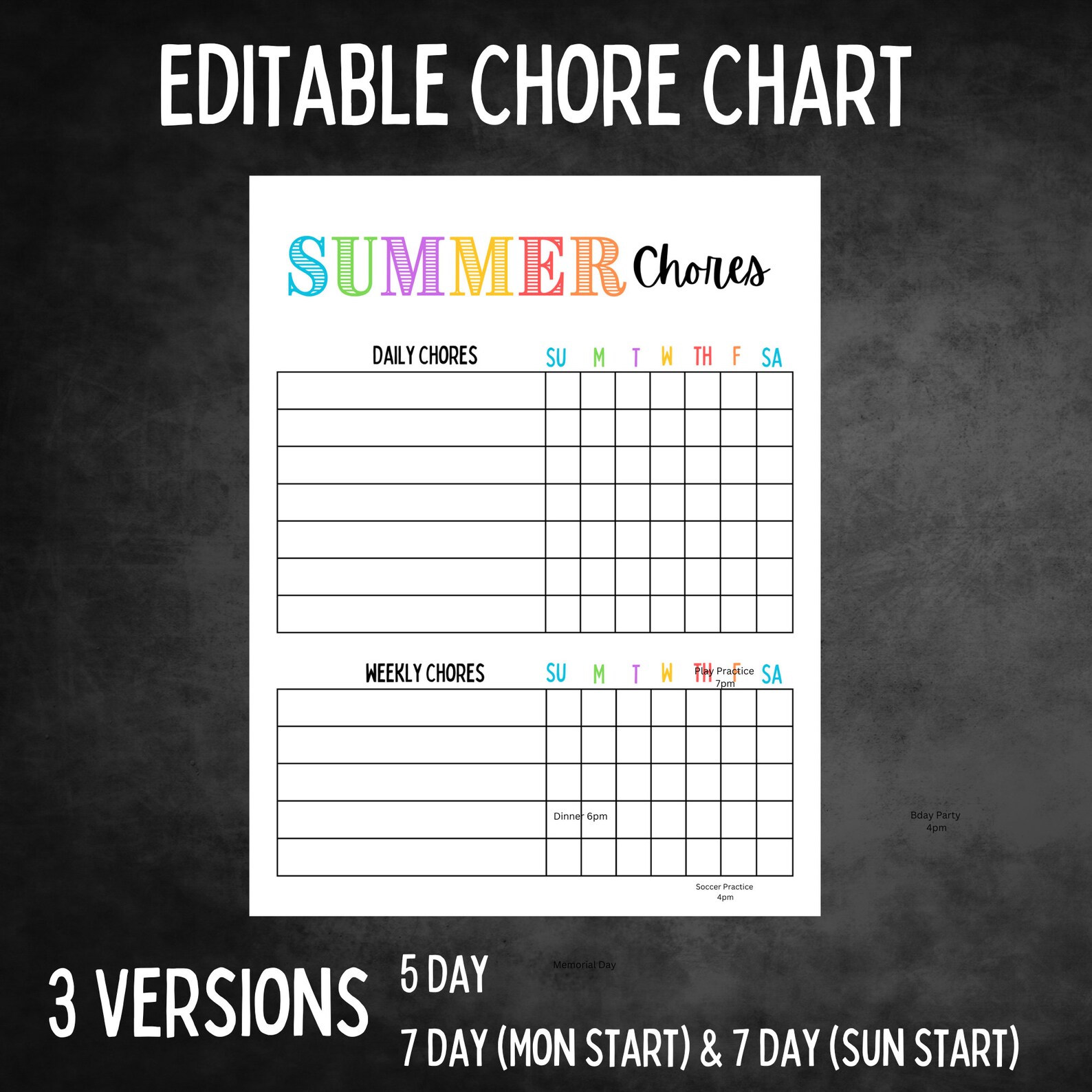 Printable Editable SUMMER 2024 Planner Bundle Summer Calendar Summer ...
