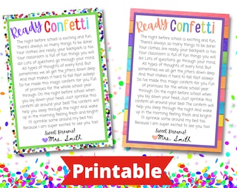Back to School Ready Confetti, Editable Night Before First Day of ...