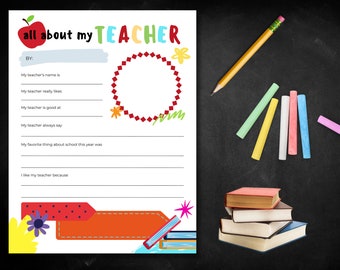 All About My Teacher Printable, Teacher Appreciation Week Printable ...