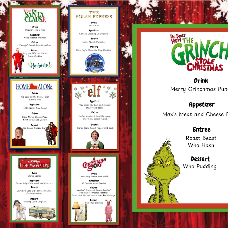 7 Christmas Dinner and a Movie Night Menus | Christmas Movie Night ...
