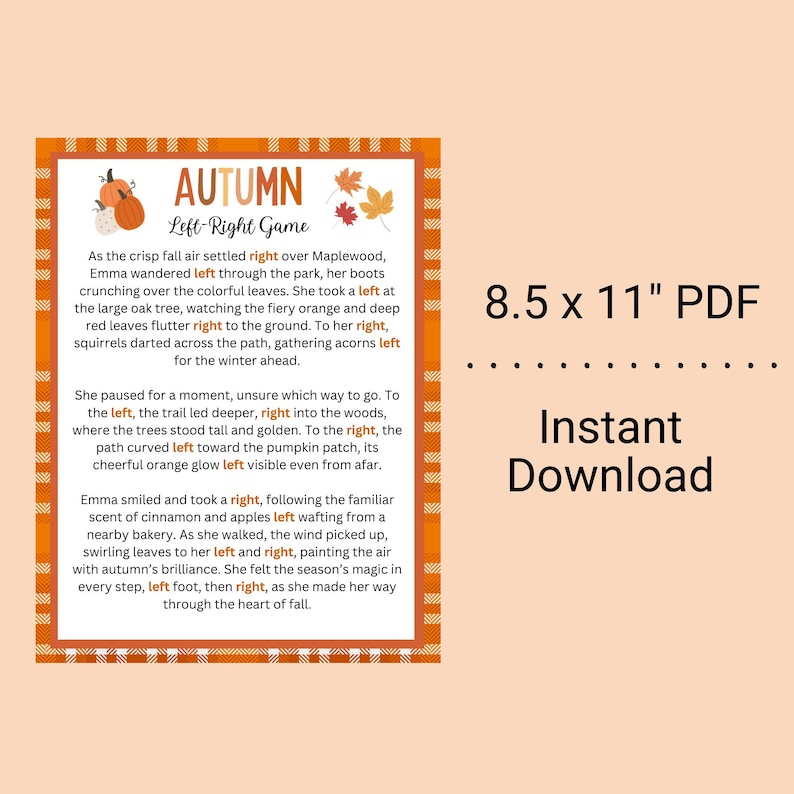 Fall Left Right Game, Left Right Story Pass the Gift Prize Exchange ...