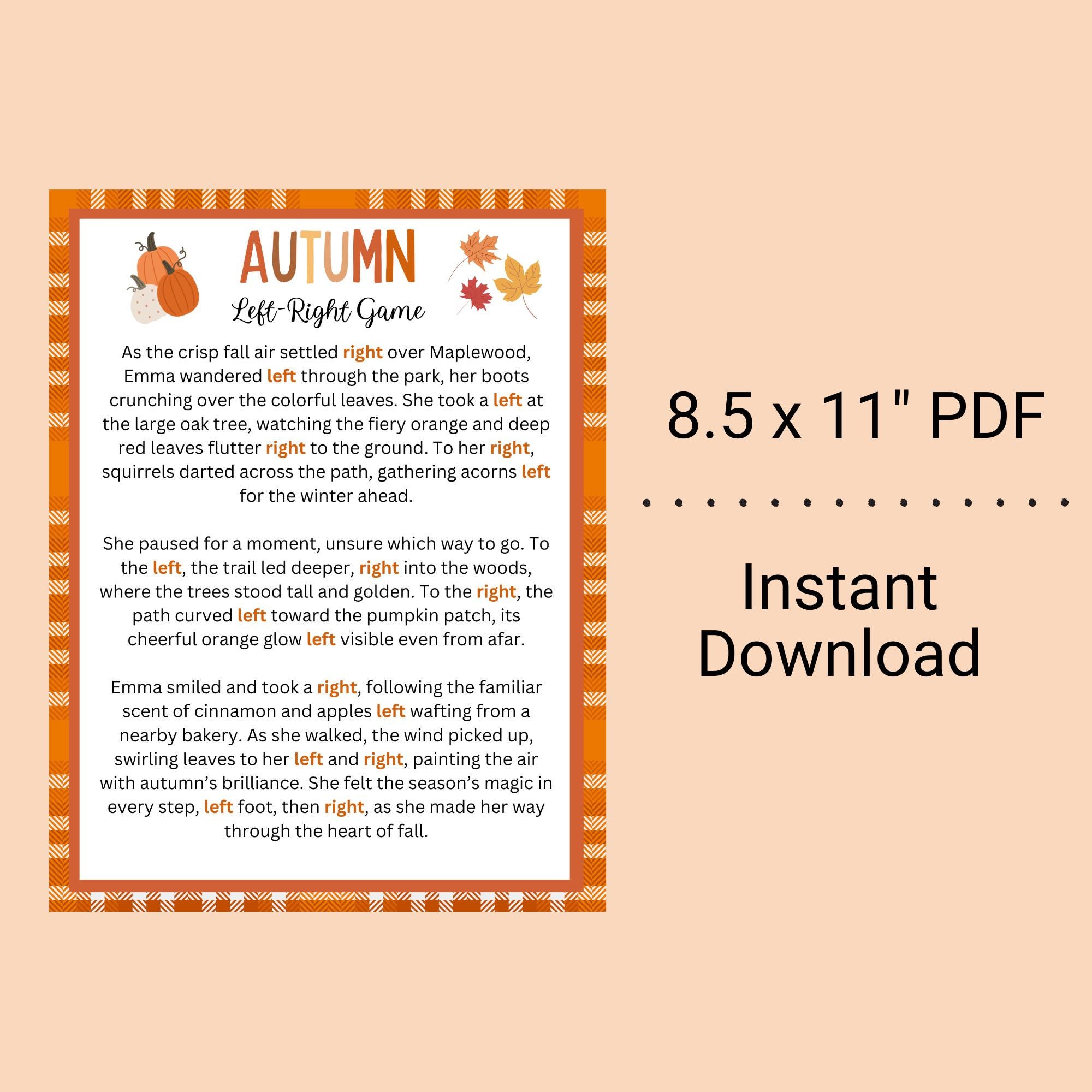 Fall Left Right Game, Left Right Story Pass the Gift Prize Exchange ...