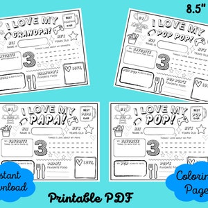 Father's Day Coloring Page, Grandfather Coloring Page, About Granddad ...