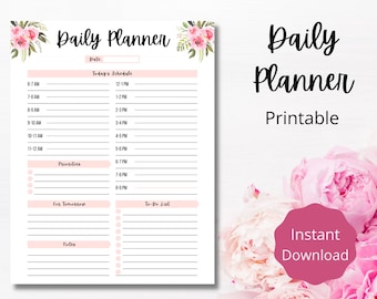 Red Digital Daily Planner Printable - Etsy