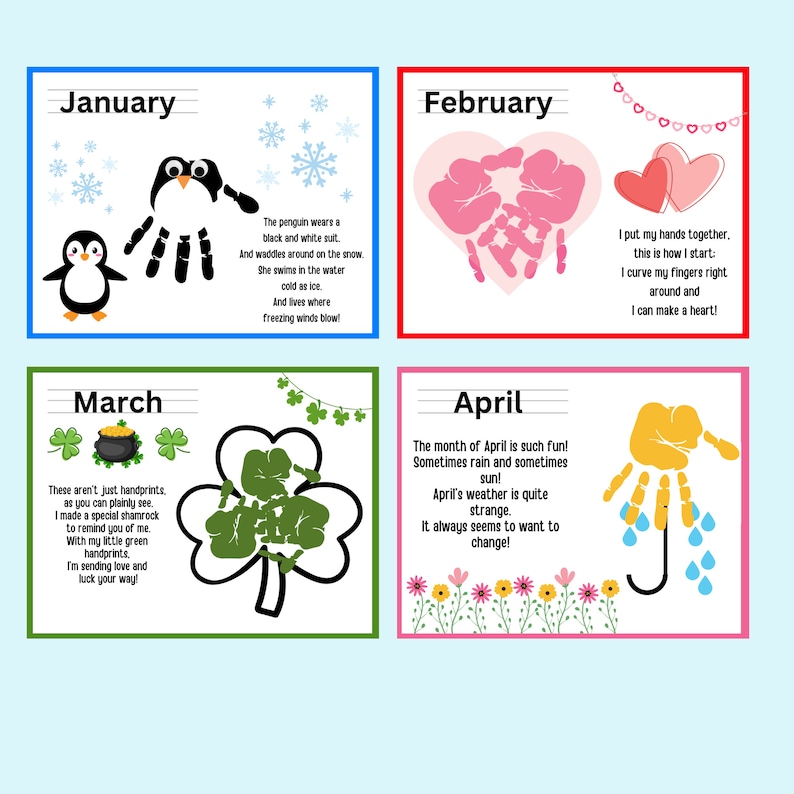 Handprint Memory Book Printable for Prek, Preschool Kindergarten 1st ...