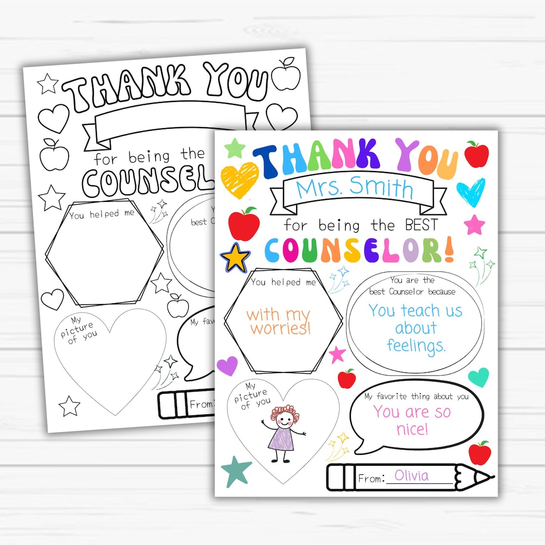 School Counselor Appreciation Coloring Page • Printable Thank You Gift ...