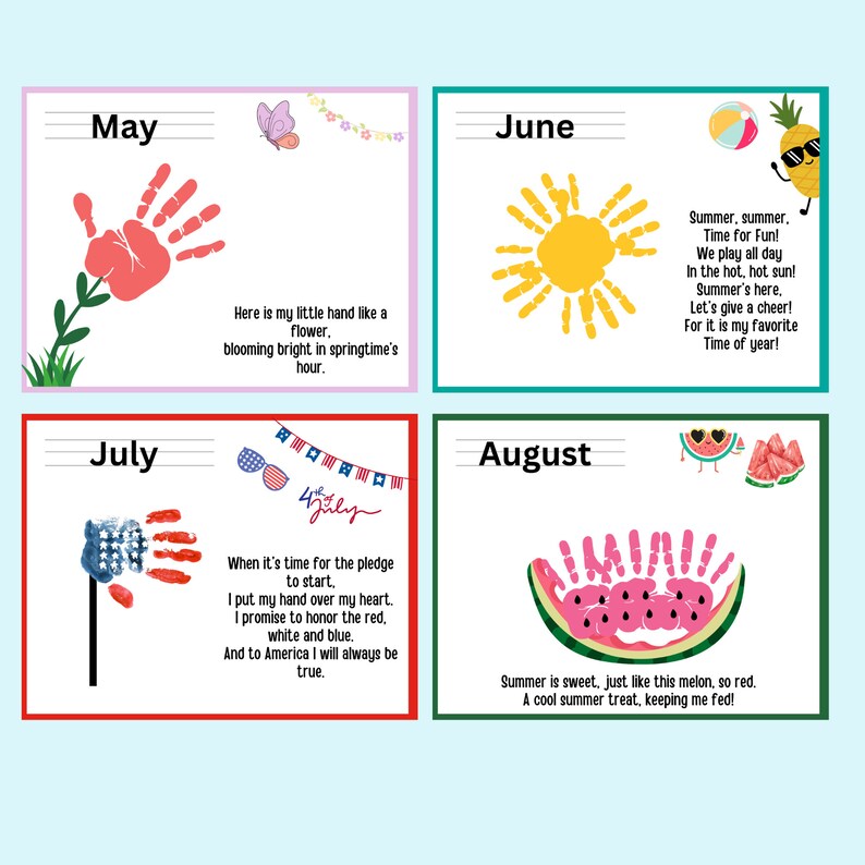 Handprint Memory Book Printable for Prek, Preschool Kindergarten 1st ...