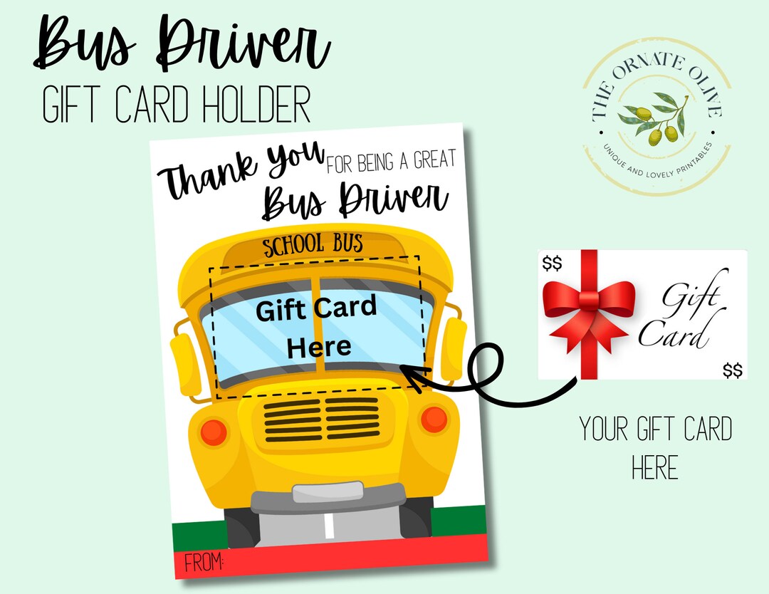 INSTANT DOWNLOAD, Bus Driver Gift Card Holder, Thank You Bus Driver ...