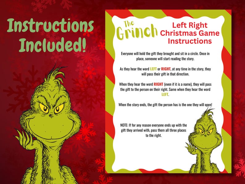 Grinch Left Right Christmas Game | Christmas Pass the Prize | Right ...