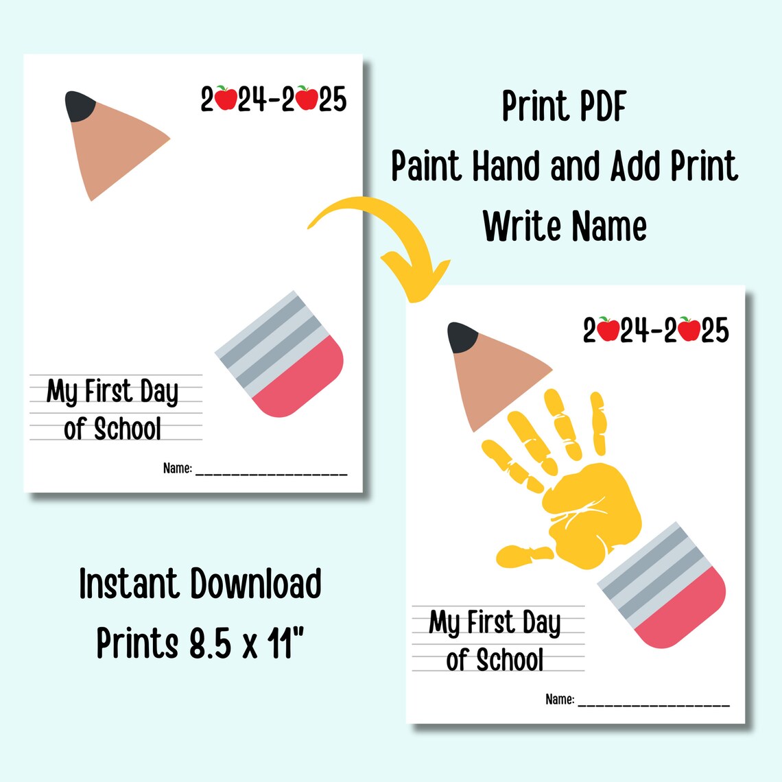 First Day of School Handprint Craft | Back to School Printable | Memory ...