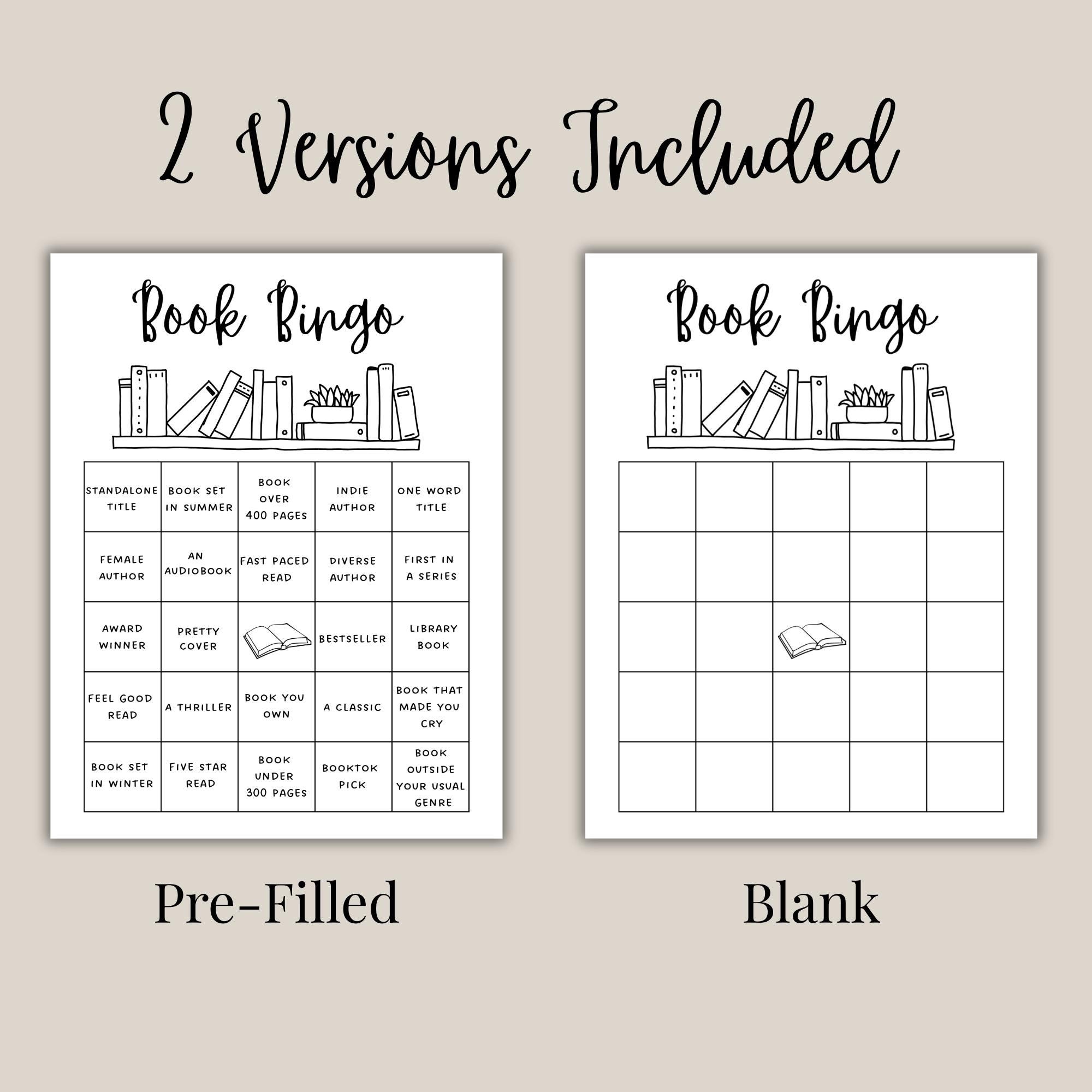 Book Bingo Reading Challenge Printable | 24 Reading Prompts | Fun ...