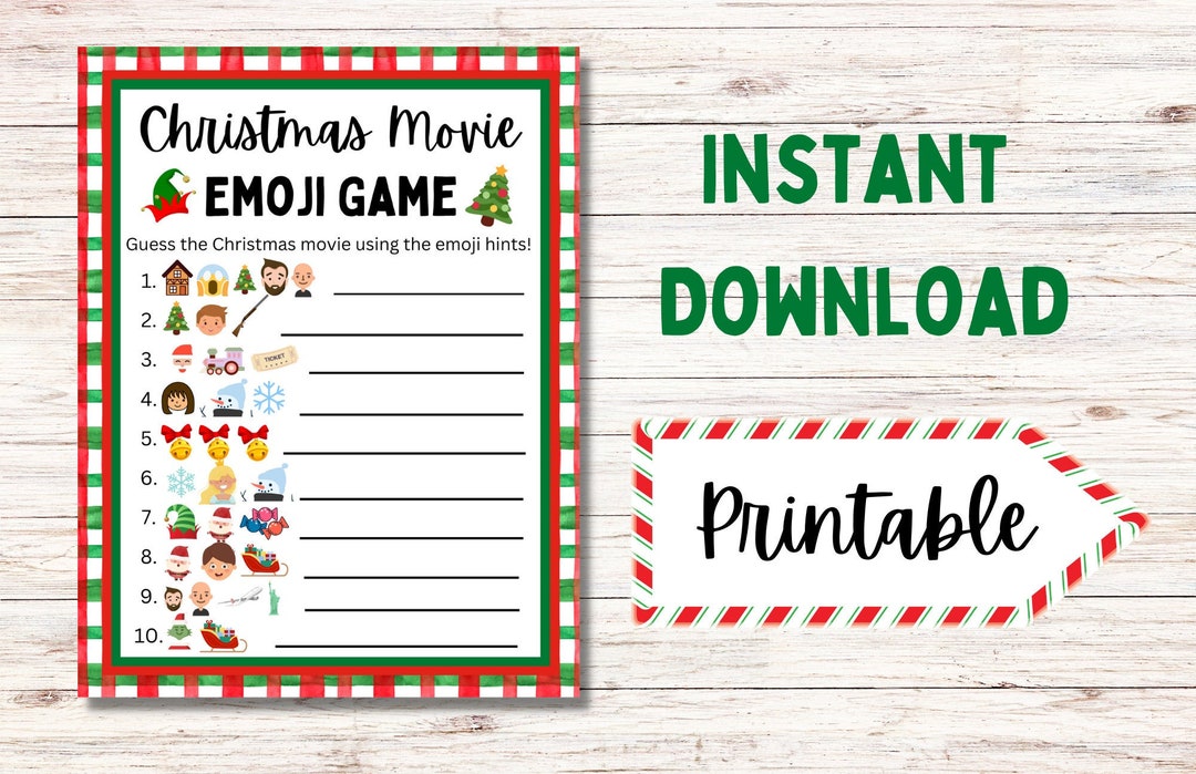 Printable Christmas Game, Christmas Movie Emoji Game, Christmas Party ...