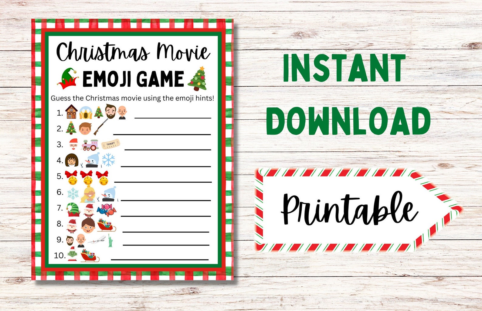 Printable Christmas Game, Christmas Movie Emoji Game, Christmas Party ...