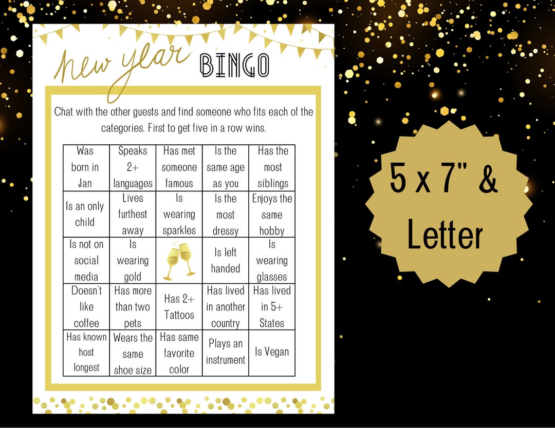 New Years Bingo, 20 New Years Eve Bingo Cards, New Years Eve Party Game ...