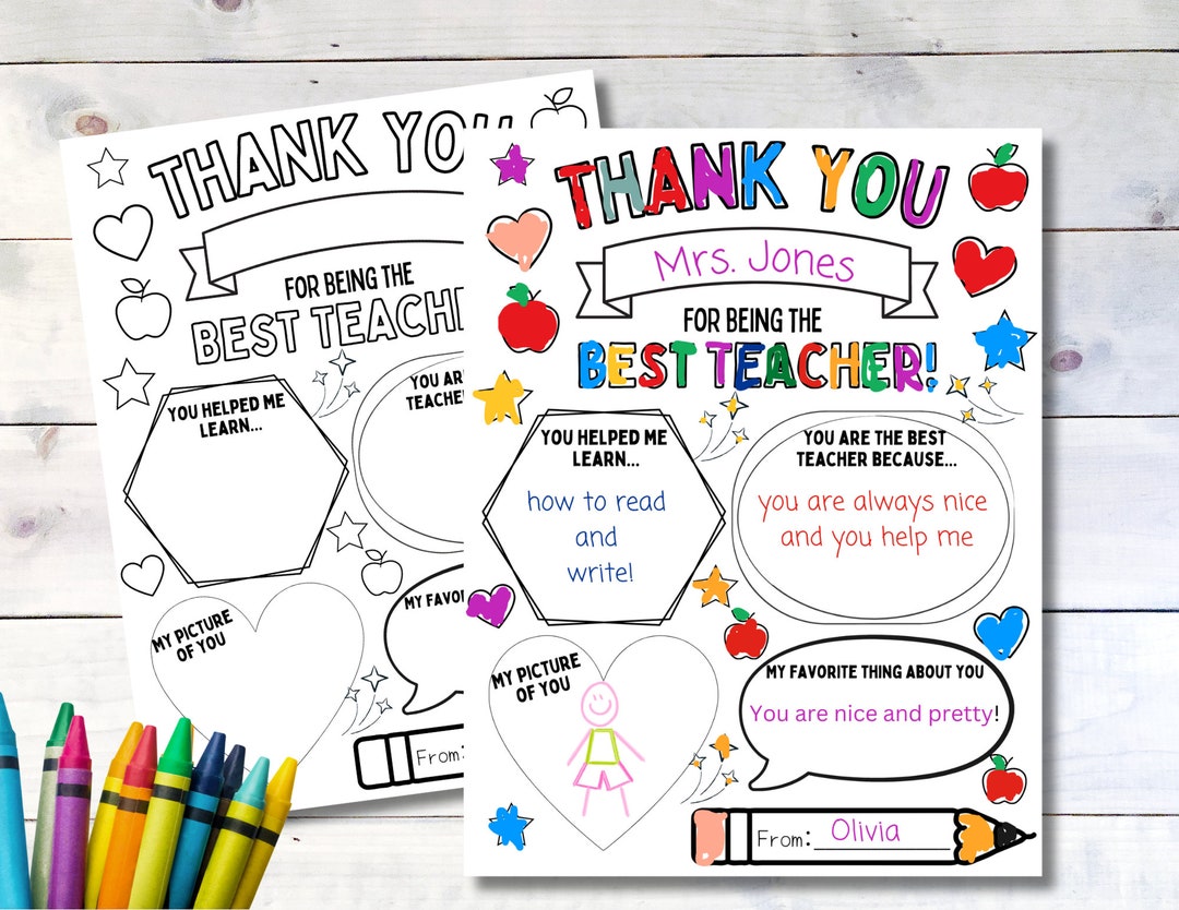 Teacher Appreciation Printable Personalized Teacher Gift Thank You ...