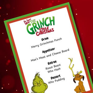 How the Grinch Stole Christmas, Christmas Dinner and Movie Menu ...