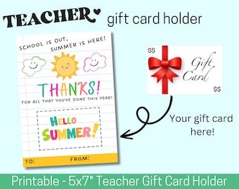 End of Year Teacher Gift Card Holder, Printable Teacher Appreciation ...