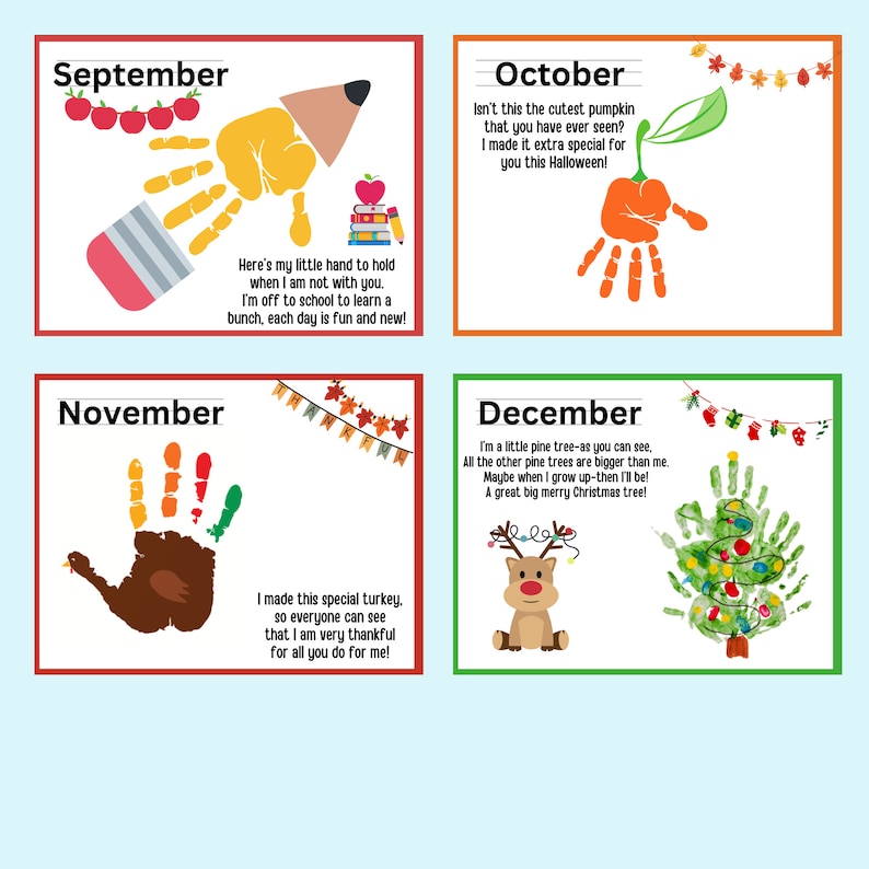 Handprint Memory Book Printable for Prek, Preschool Kindergarten 1st ...