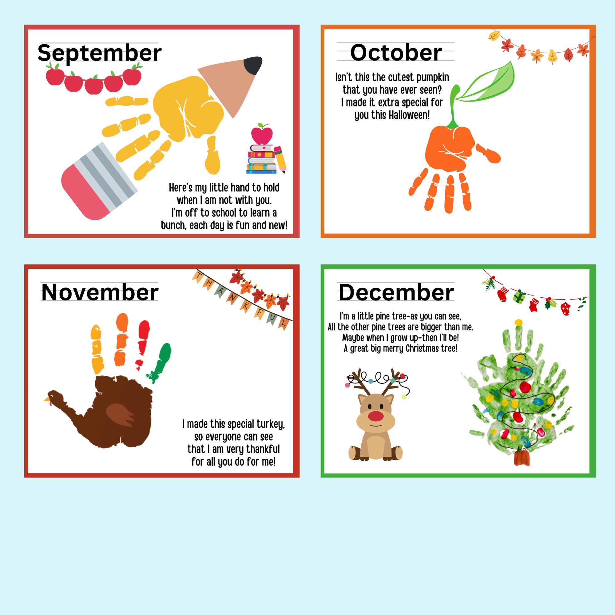 Handprint Memory Book Printable for Prek, Preschool Kindergarten 1st ...