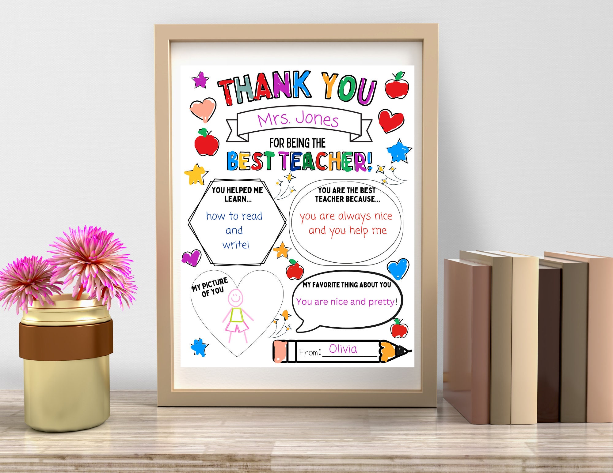 Teacher Appreciation Printable Personalized Teacher Gift Thank You ...