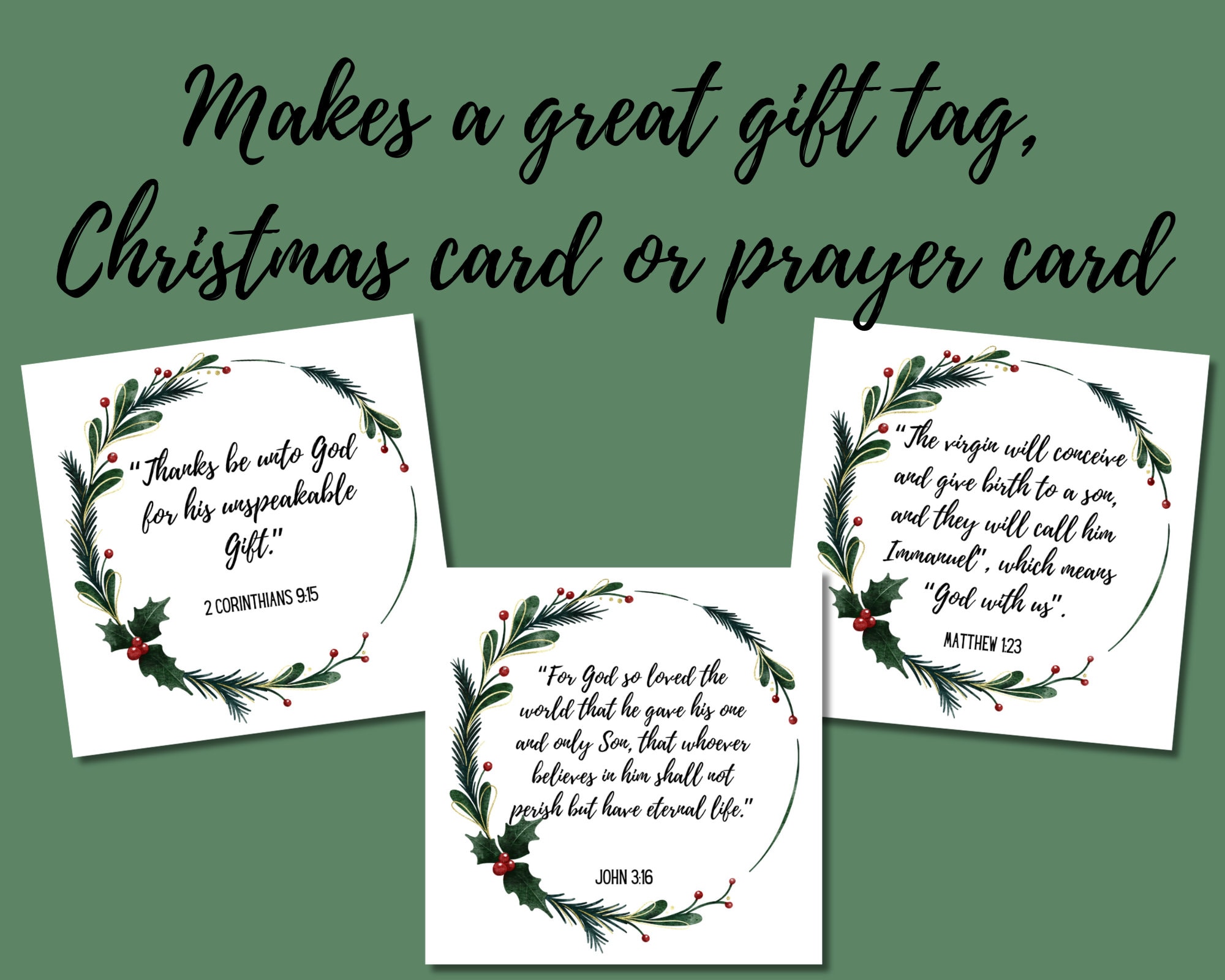 Christmas Bible Verses, Christmas Scripture Cards Printable, Christian ...