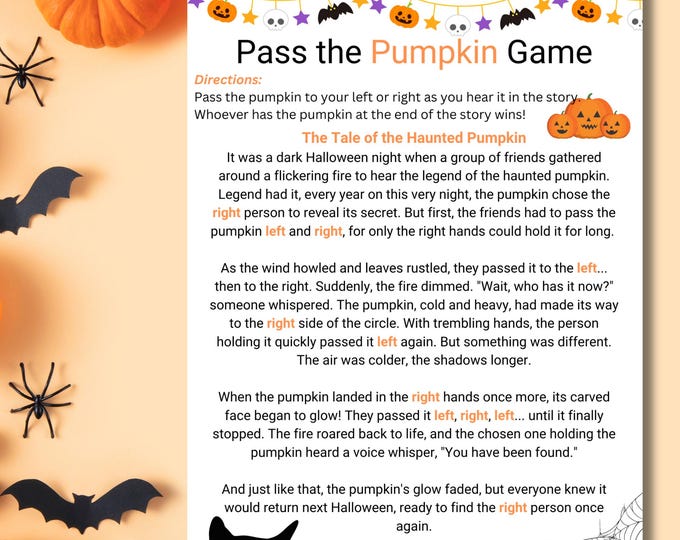 Pass the Pumpkin Game Halloween Printable, Left Right Game East ...