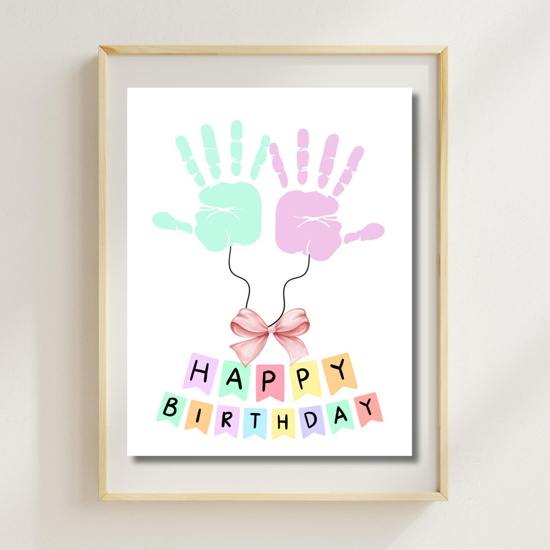 Happy Birthday Handprint Keepsake Printable | DIY Handprint Birthday ...