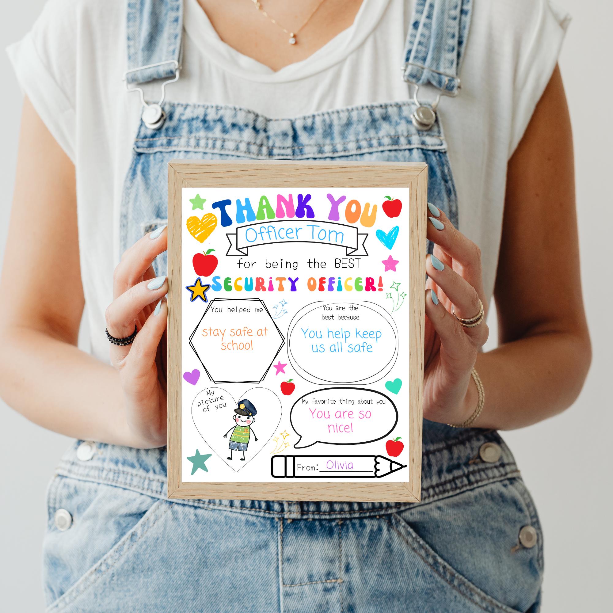 School Security Officer Appreciation Coloring Page • Printable Thank ...
