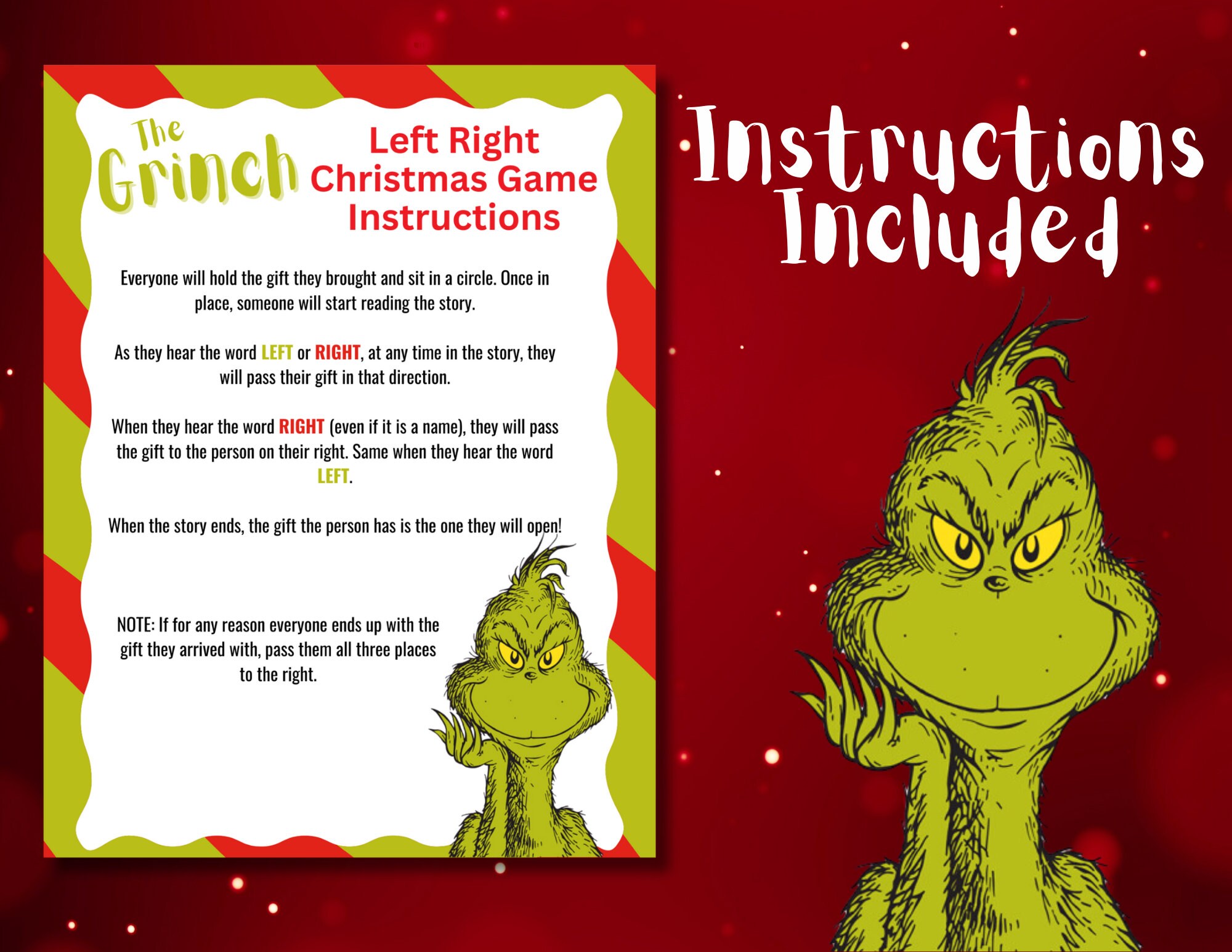 Grinch Left Right Christmas Game | Christmas Pass the Prize | Right ...