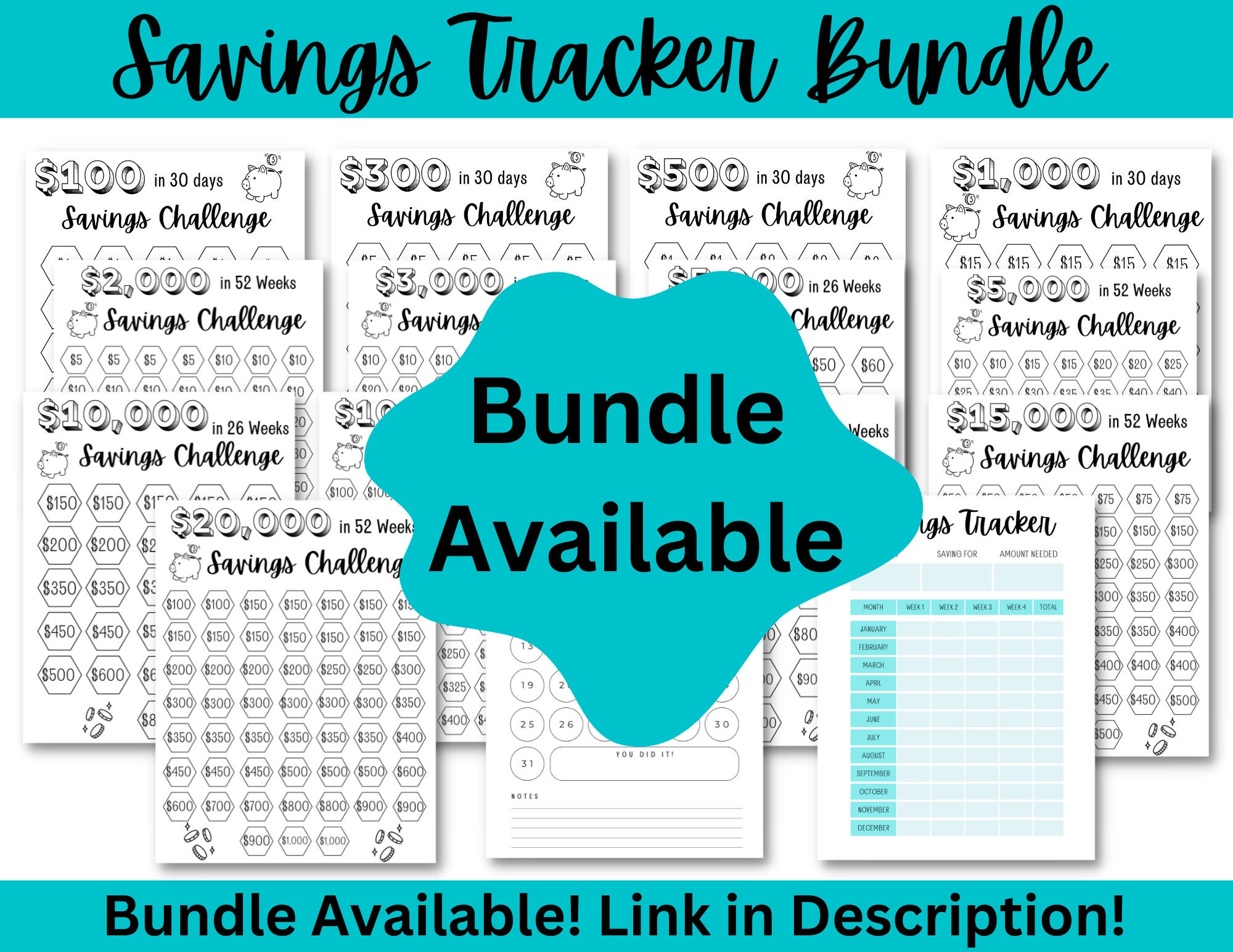 Save 20,000, Saving Printable, No Spend Challenge, Money Printable ...