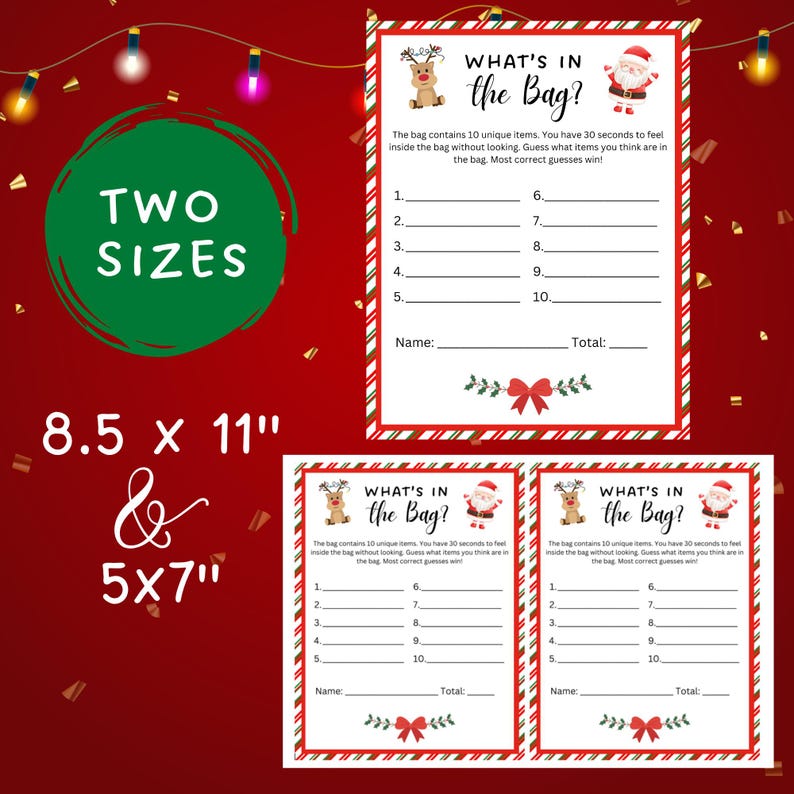 What's in the Bag Christmas Game Printable Christmas Game Christmas ...