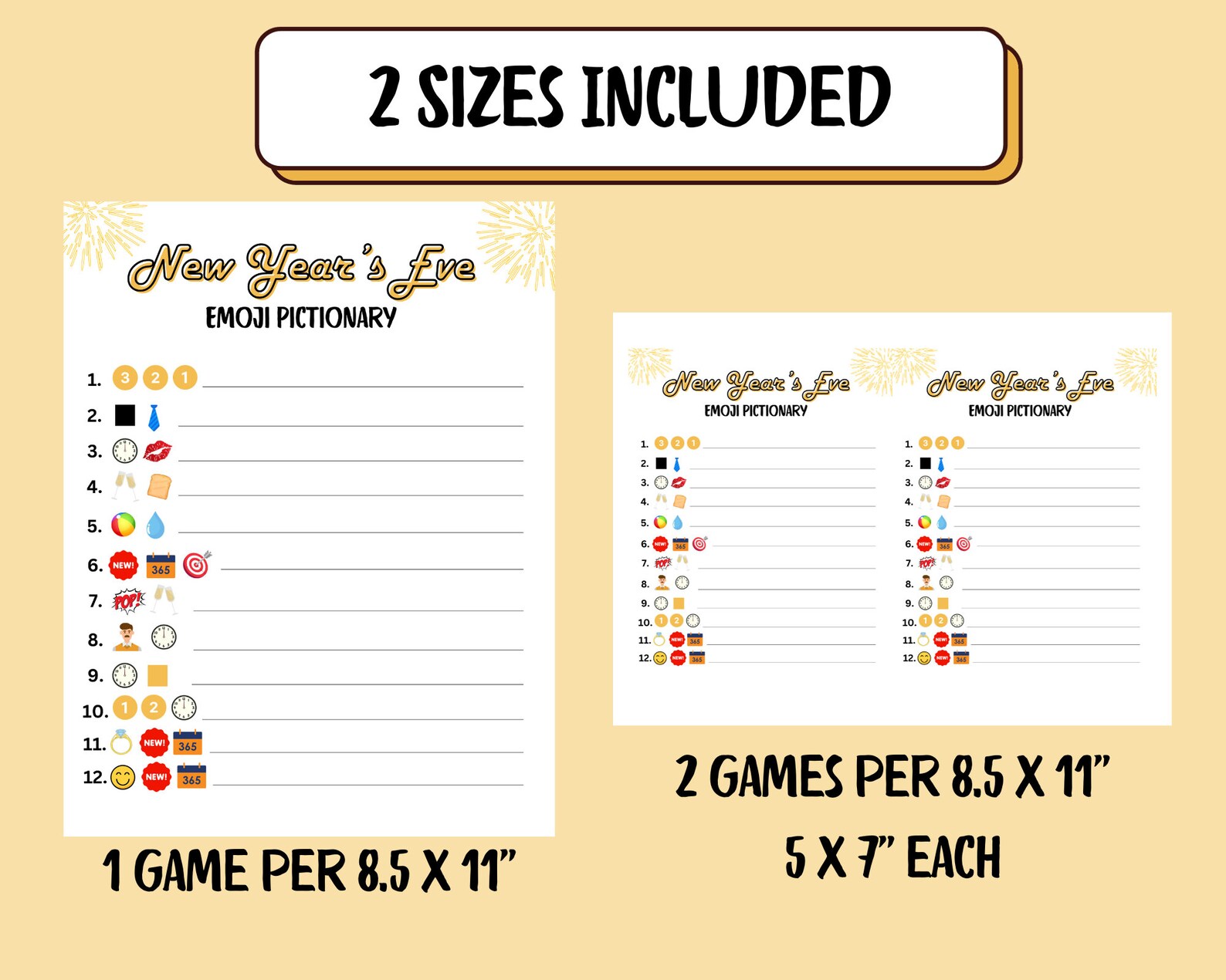 New Years Eve Emoji Pictionary Game | Printable Games | Fun New Years ...