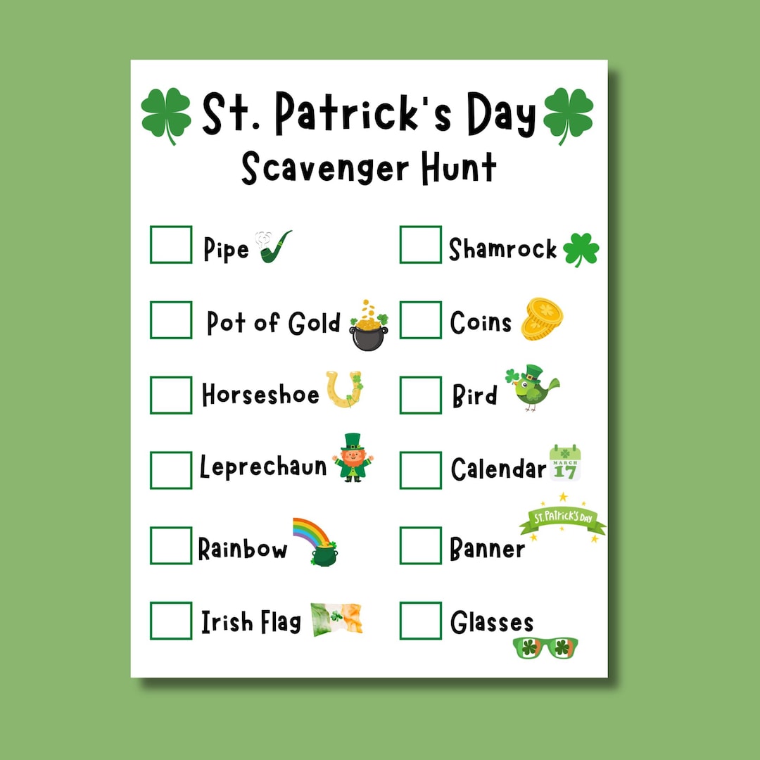 Lucky Charms St Patrick's Day Scavenger Hunt, Printable Children's ...