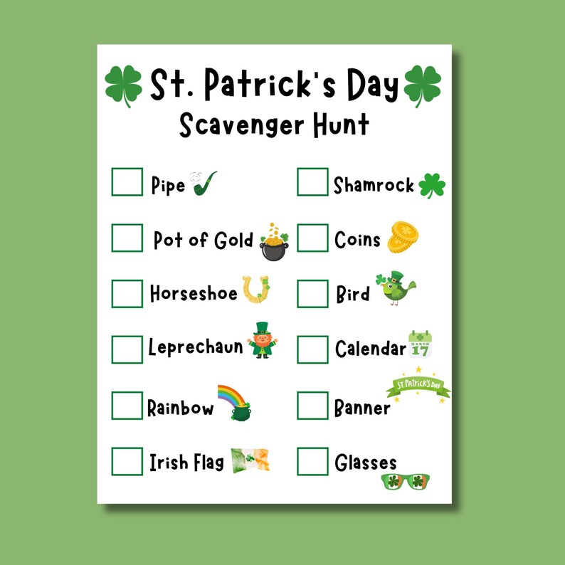 Lucky Charms St Patrick's Day Scavenger Hunt, Printable Children's ...