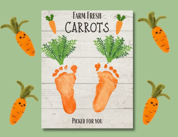 Farm Carrot Sign Footprint Art Craft Baby Toddler Keepsake - Etsy