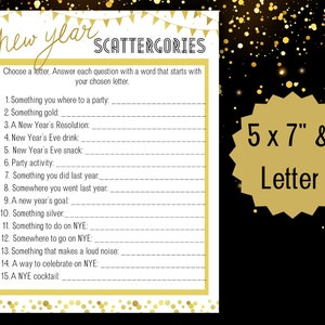 New Year's Scattergories Game, Funny New Year's Party Game, Printable ...