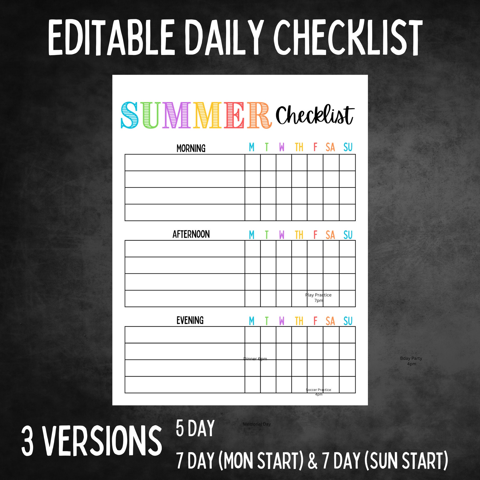 Printable Editable SUMMER 2024 Planner Bundle Summer Calendar Summer ...