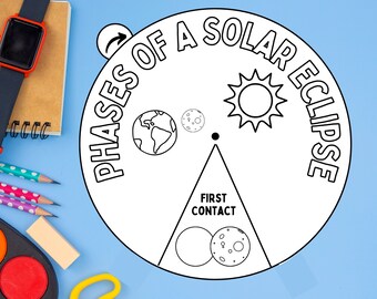Solar Eclipse Coloring Spinner Wheel, Solar Eclipse 2024 Activity ...