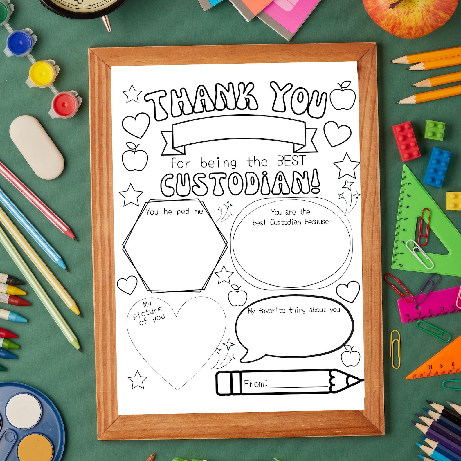 Custodian Appreciation Coloring Page • Printable Thank You Gift ...